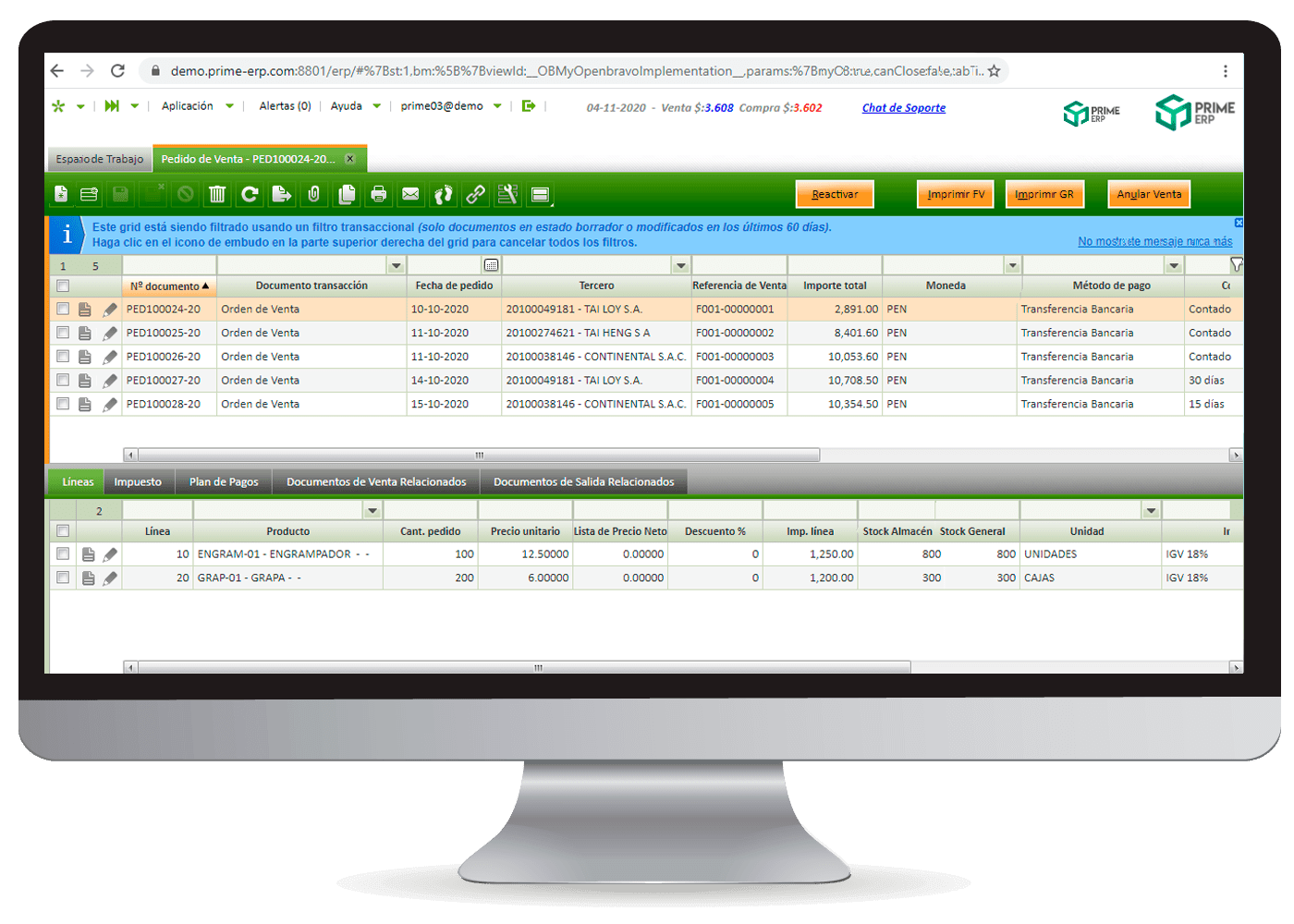 PRIME ERP | Software ERP para Pymes | Facturación electrónica Perú